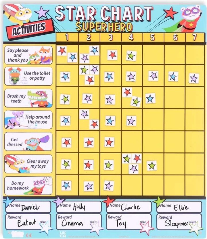 Fiesta Crafts Superhero Star Reward Chart - Colour-Coded & Tracks Up to ...