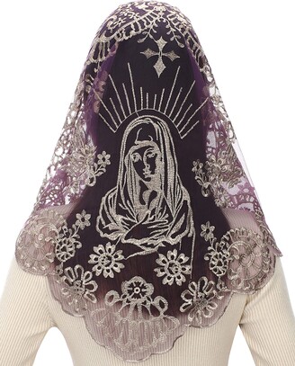 Bozidol Chapel Lace Mantilla Embroidery Floral Funeral Mourning Veil ...