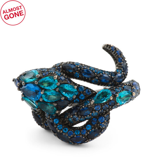 Made In Italy 18k Gold Topaz And Sapphire Snake Ring - ShopStyle