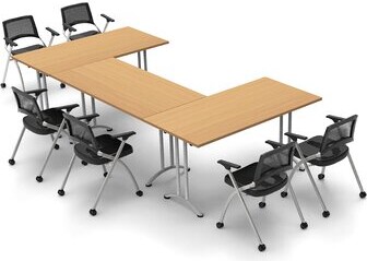 TeamWORK Tables 6 Person Conference Meeting Tables with 6 Chairs ...