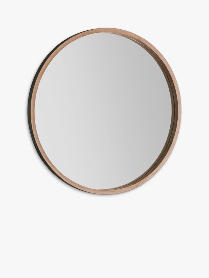 Bowman Large Round Oak Wood Frame Mirror, 100cm, Natural - ShopStyle
