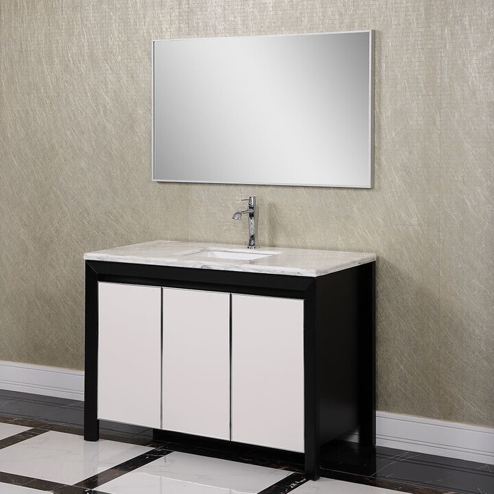 InFurniture Carrara White Marble 47-inch Single Sink Bathroom Vanity ...