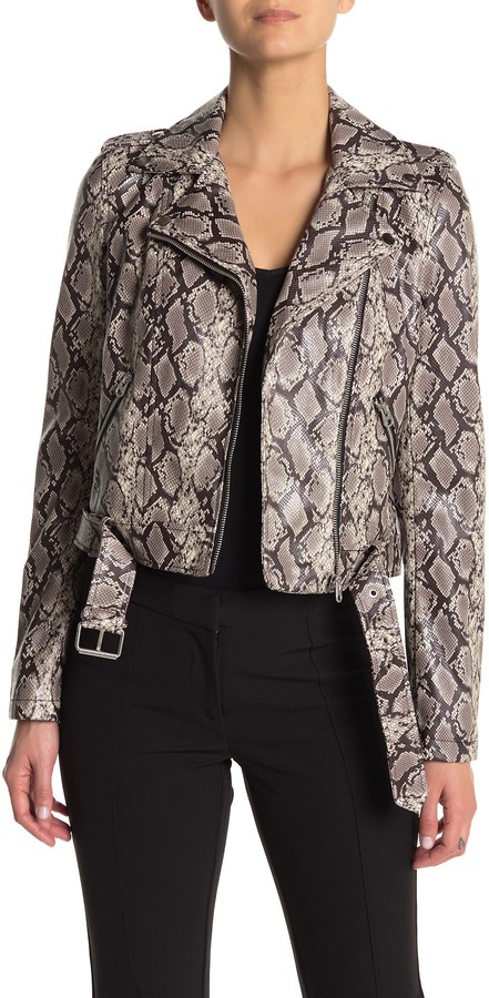 Coffee Shop Python Embossed Faux Leather Moto Jacket - ShopStyle ...