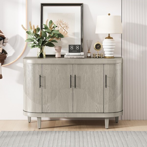 ModernLuxe 47"W 4-Door Curved Sideboard Storage Cabinet Buffet Accent ...