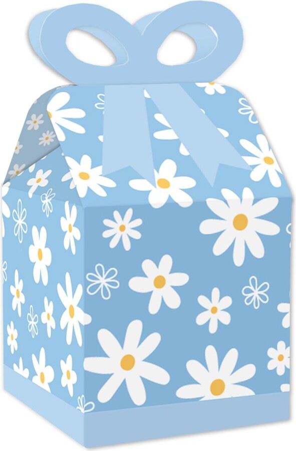 Big Dot of Happiness Blue Daisy Flowers - Square Favor Gift Boxes ...