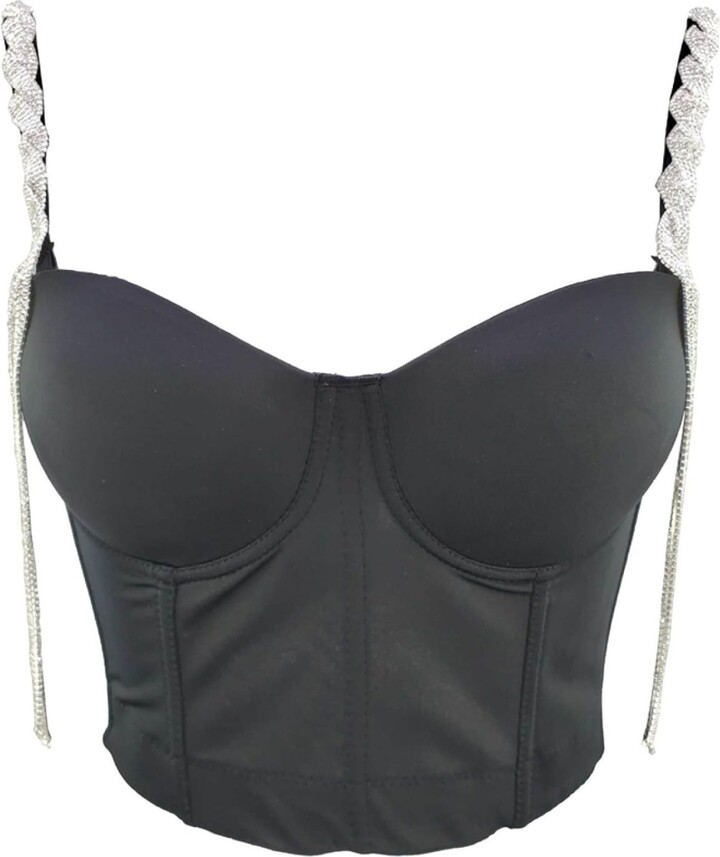 FDJIAJU Women'S Bustiers Corsets - Summer Mesh Sexy Rhinestone Sling ...