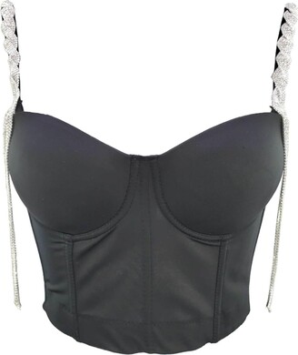 FDJIAJU Women'S Bustiers Corsets - Summer Mesh Sexy Rhinestone Sling ...