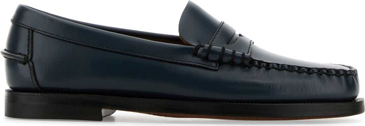 Sebago Navy Blue Leather Classic Dan Loafers - ShopStyle