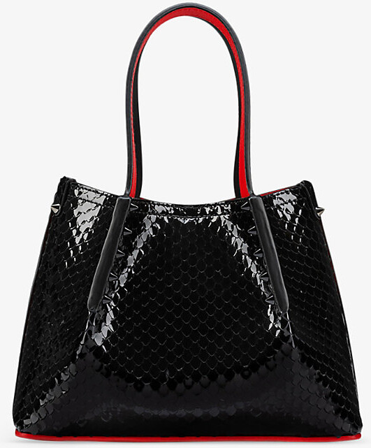 Christian Louboutin Womens Black Cabarock Mini Patent-leather Tote bag ...