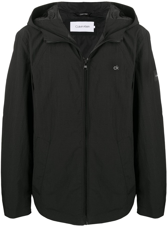 Calvin Klein Logo Patch Hooded Jacket - ShopStyle Outerwear
