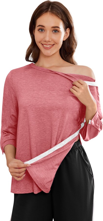 Deyeek Post Shoulder Surgery Shirts for Women Tear Away 3/4 Tops After ...