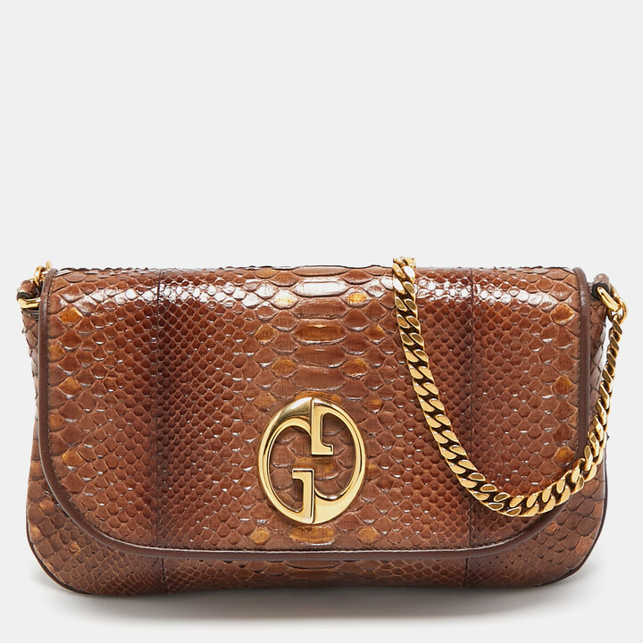 Gucci Brown Python 1973 Shoulder Bag - ShopStyle