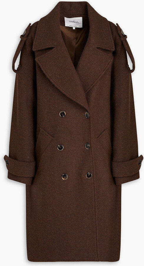 BA&SH Tonio oversized double-breasted wool-blend tweed coat - ShopStyle