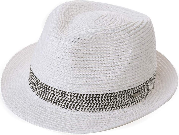 Comhats Mens Summer Straw Sun Hat Trilby Hat Fedora Hats Jazz Cap Cuban ...