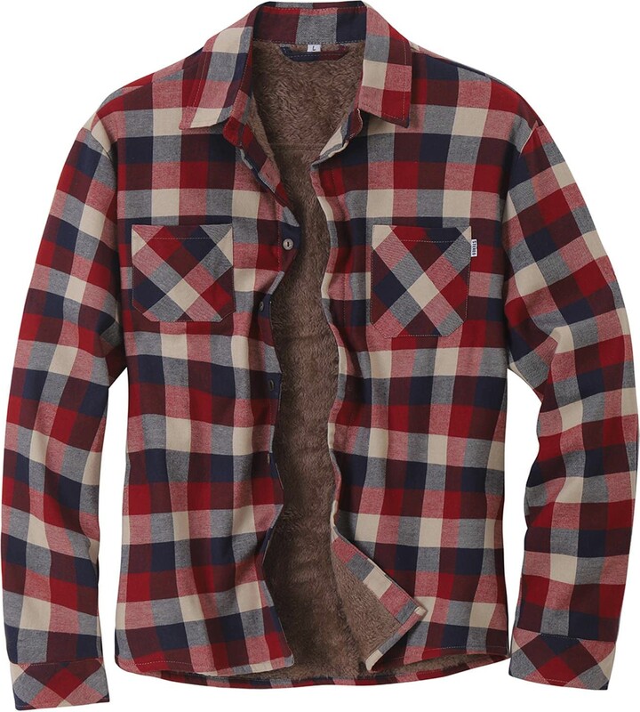 Uniqueunsame Mens Padded Fleece Lined Shirt Plaid Lumberjack Shirts ...