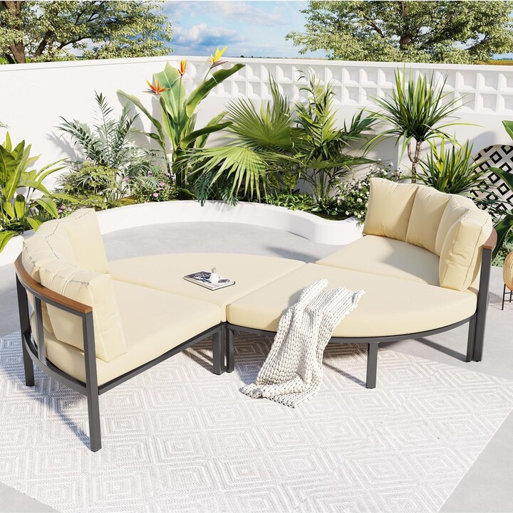 Simplie Fun Stylish and Modular Round Outdoor Sofa with Back Cushions ...