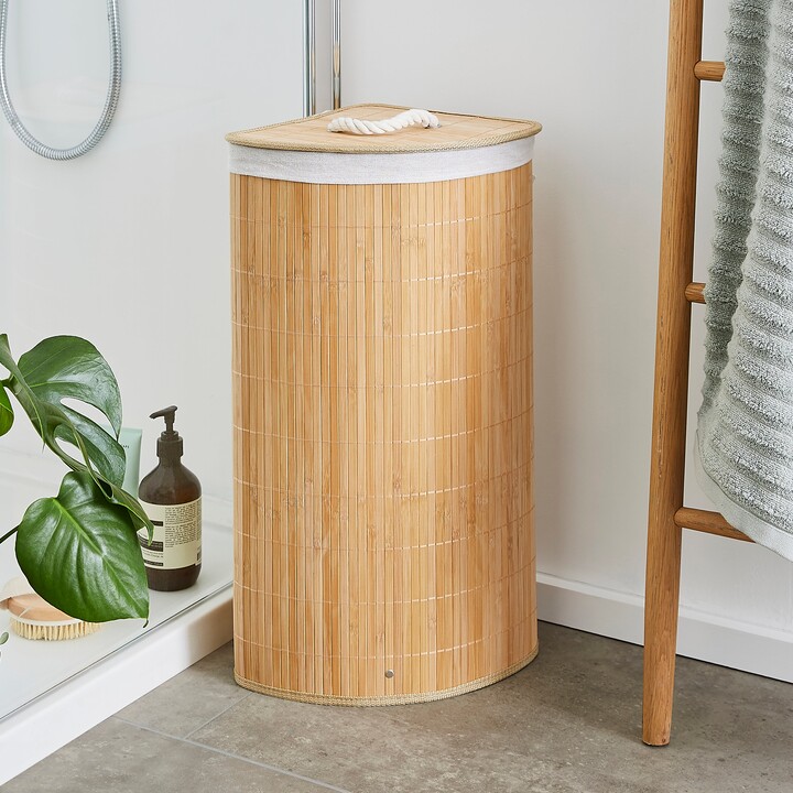 Dunelm Bamboo Corner Laundry Basket Natural - ShopStyle