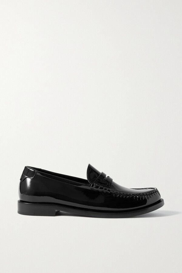 Saint Laurent Le Loafer Logo-embellished Patent-leather Loafers - Black ...