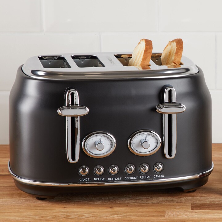 Dunelm Retro 4 Slice Matt Black Toaster Black - ShopStyle