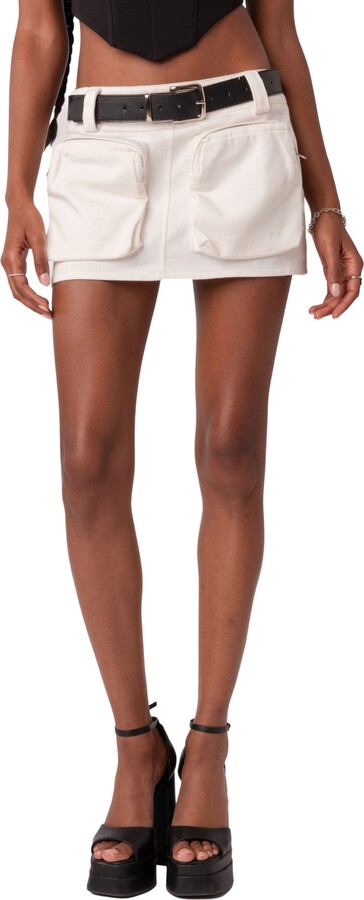 EDIKTED Belted Low Rise Cargo Miniskirt - ShopStyle