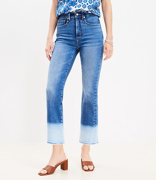 LOFT Let Down Hem High Rise Kick Crop Jeans in Bleach Out Wash - ShopStyle