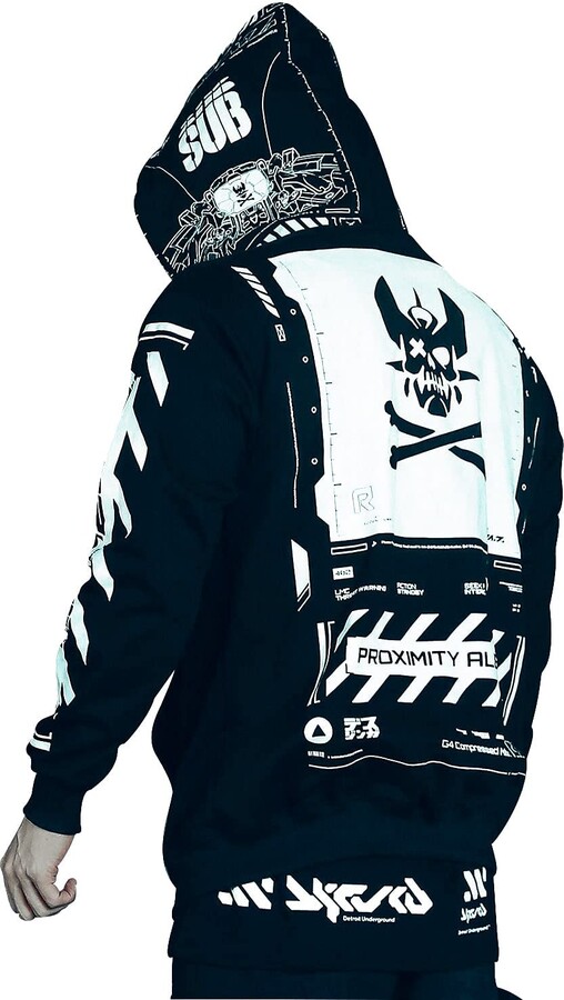 Niepce Inc Graphic Cyberpunk Zip Up Hoodie for Men - ShopStyle