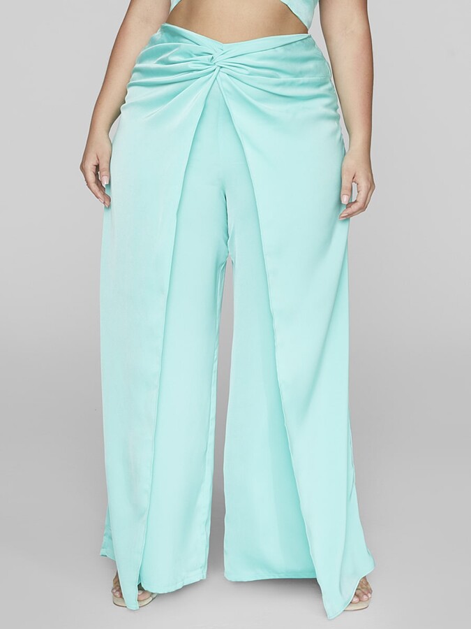 Fashion to Figure Plus Size Zenia Twist Detail Overlay Pants in Foam ...