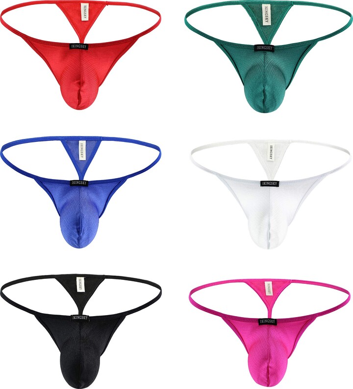 Ikingsky Mens Big Pouch G String Underwear Sexy Low Rise Men Stretch