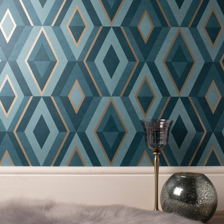 Fine Décor Wallpaper Shard Geometric Emerald Wallpaper Emerald ...