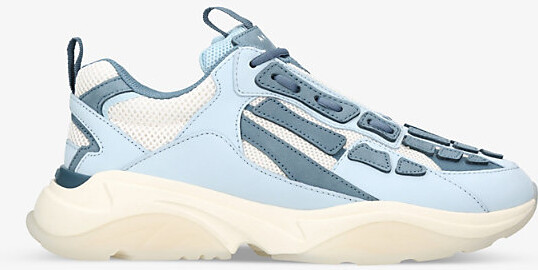 Amiri Mens Pale Blue Bone Runner Appliquéd Leather and Mesh Low-top ...