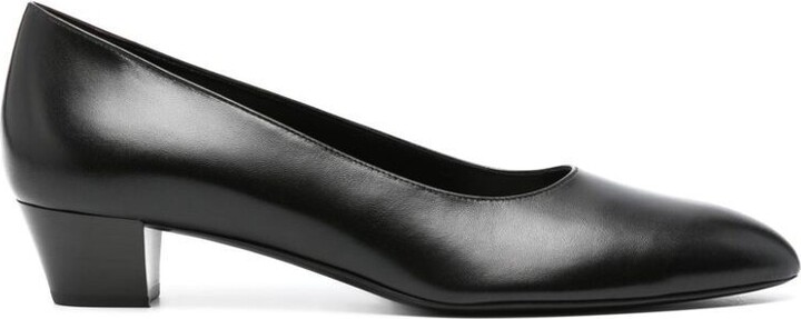 The Row Black Leather Luisa Pumps - ShopStyle