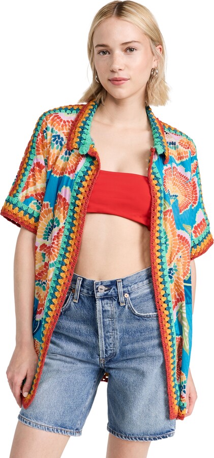 Farm Rio Dewdrop Spectrum Shirt - ShopStyle Swimsuit Coverups