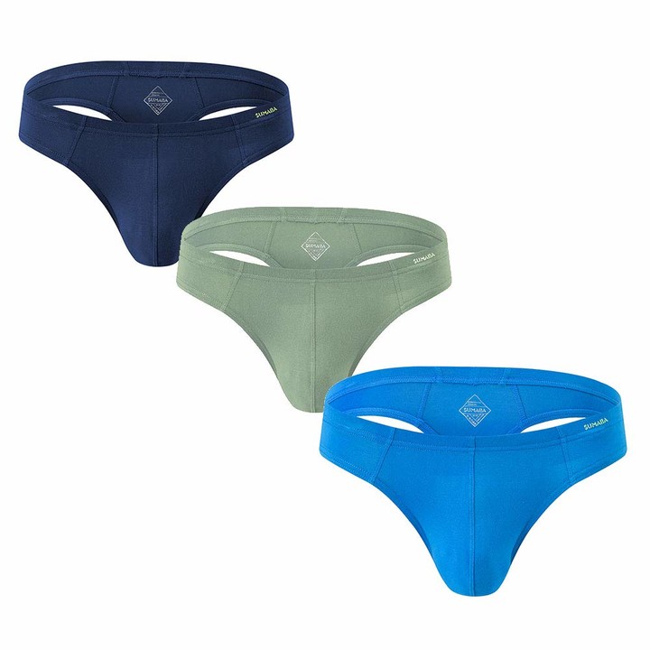 Sumaba Bamboo Mens Thong Underwear Sexy Thong G-String Male Butt ...
