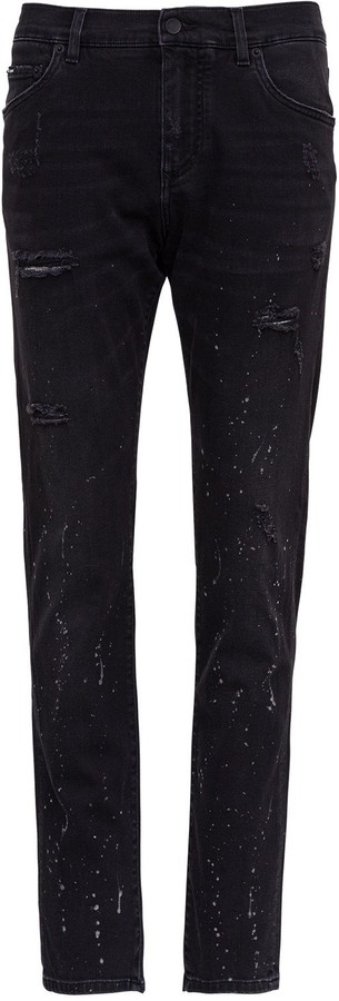 Dolce & Gabbana Ripped Jeans with Dripping Detail - ShopStyle
