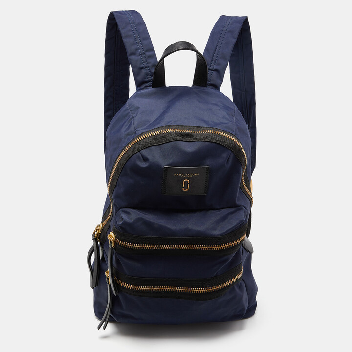 Marc Jacobs Blue/Black Nylon and Leather Biker Backpack - ShopStyle