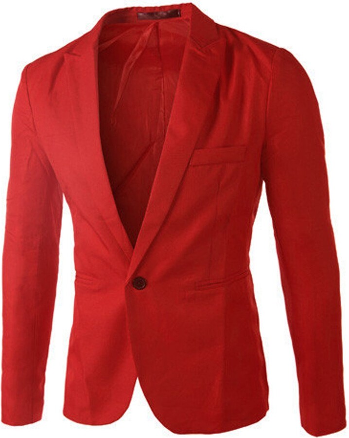 VESNIBA Party Blazer Men's Wedding Suit Jacket Red Blazer Jacket Slim 1 ...