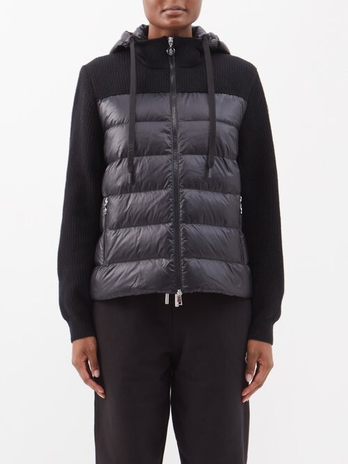 Moncler Knitted Wool And Quilted-shell Hooded Jacket - ShopStyle