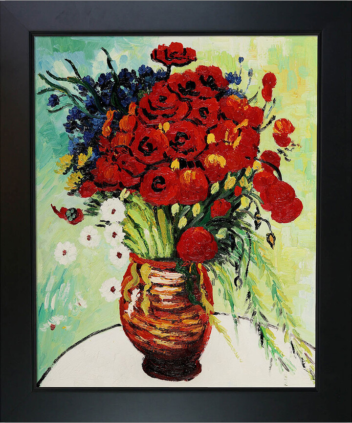 Hand-Painted Museum Masters Vase With Daisies And Poppies By Vincent ...