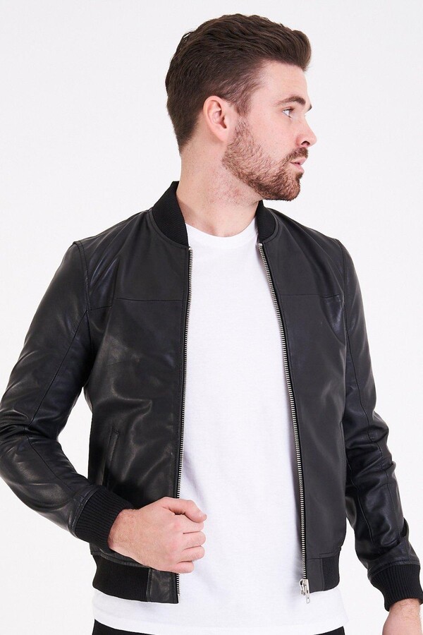 BARNEY & TAYLOR Leather Bomber Jacket - ShopStyle