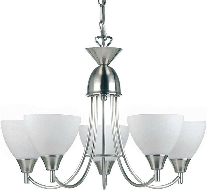 Loops Hanging Ceiling Pendant Light SATIN CHROME 5x Shade Lamp Bulb ...