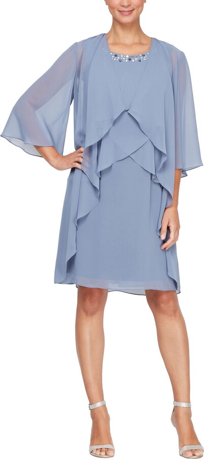 SLNY Sequin Embellished Tiered Sheath Dress with Jacket - ShopStyle