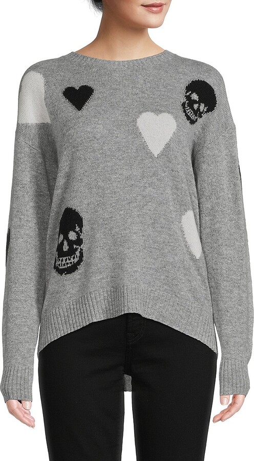 360 Cashmere Skull Hearts Cashmere Crewneck Sweater - ShopStyle