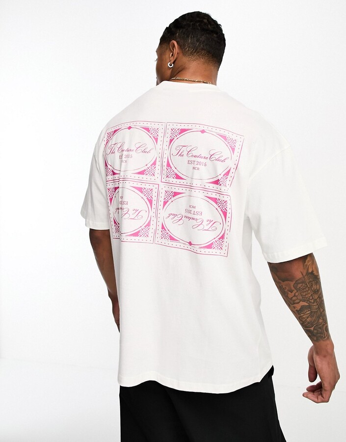 The Couture Club stamp logo T-shirt in white with chest and back print ...