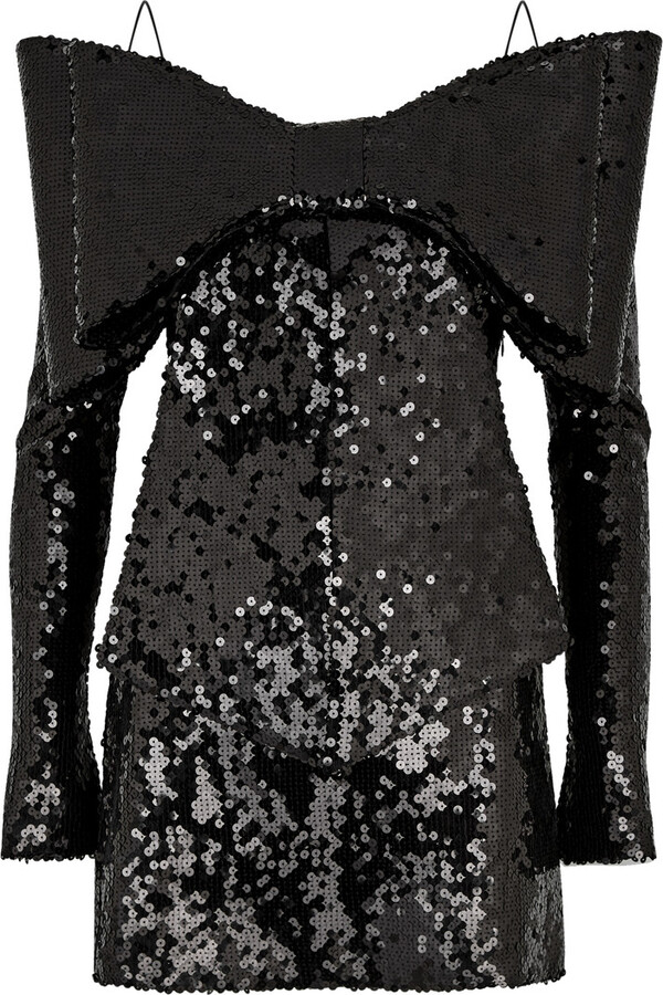 MACH & MACH Bow-embellished Sequin Mini Dress - ShopStyle