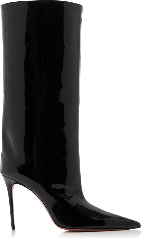 Amina Muaddi Fiona Patent Leather Knee Boots - ShopStyle