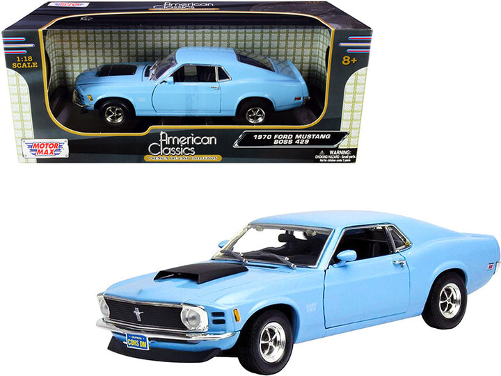 1970 Ford Mustang Boss 429 Light Blue 1/18 Diecast Model Car by ...