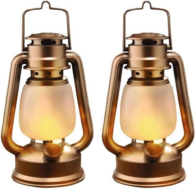 mysmartbuy Set of 2 Portable Flickering Flame LED Hurricane Lamps ...