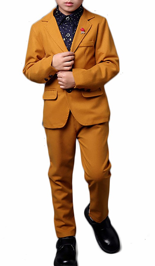 Yewei Boys Yellow Gentleman Tuxedo Suits Blazer Jacket and Trousers 2 ...