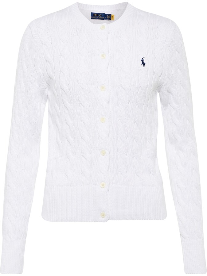 Polo Ralph Lauren Logo cable-knit cotton cardigan - ShopStyle