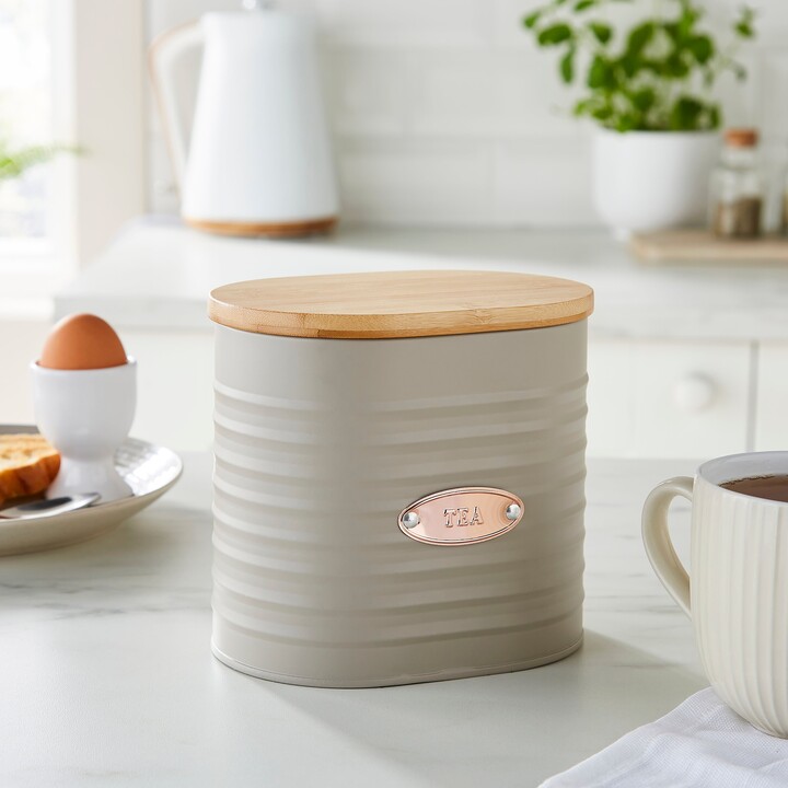 Dunelm Metal Tea Canister with Badge Sage Green - ShopStyle Food ...